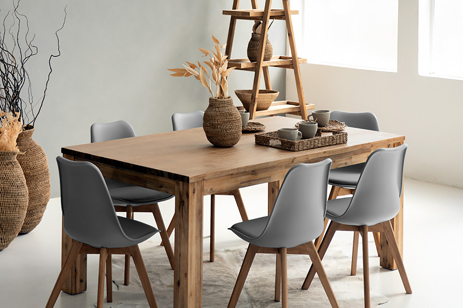 Vancouver Atom 6-Seater Dining Set 1.6m - Grey | Cielo