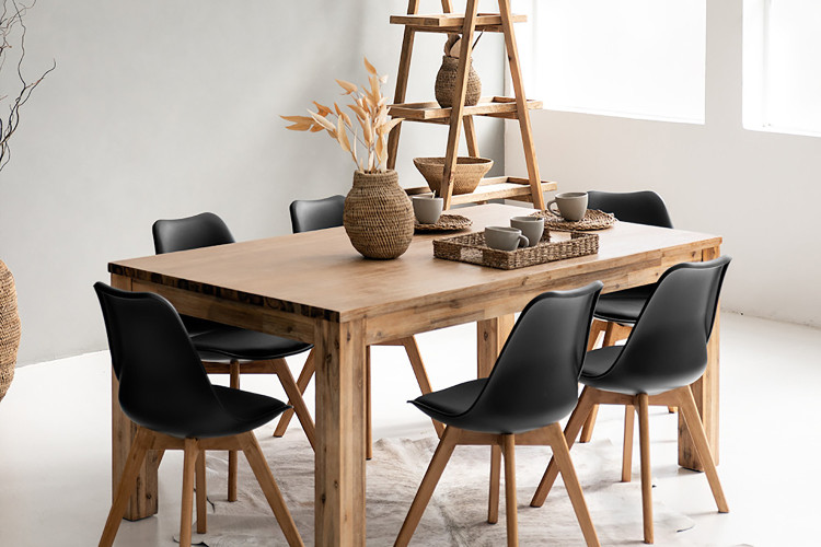 Vancouver Atom 6 Seater Dining Set (1.8m) - Matte Black