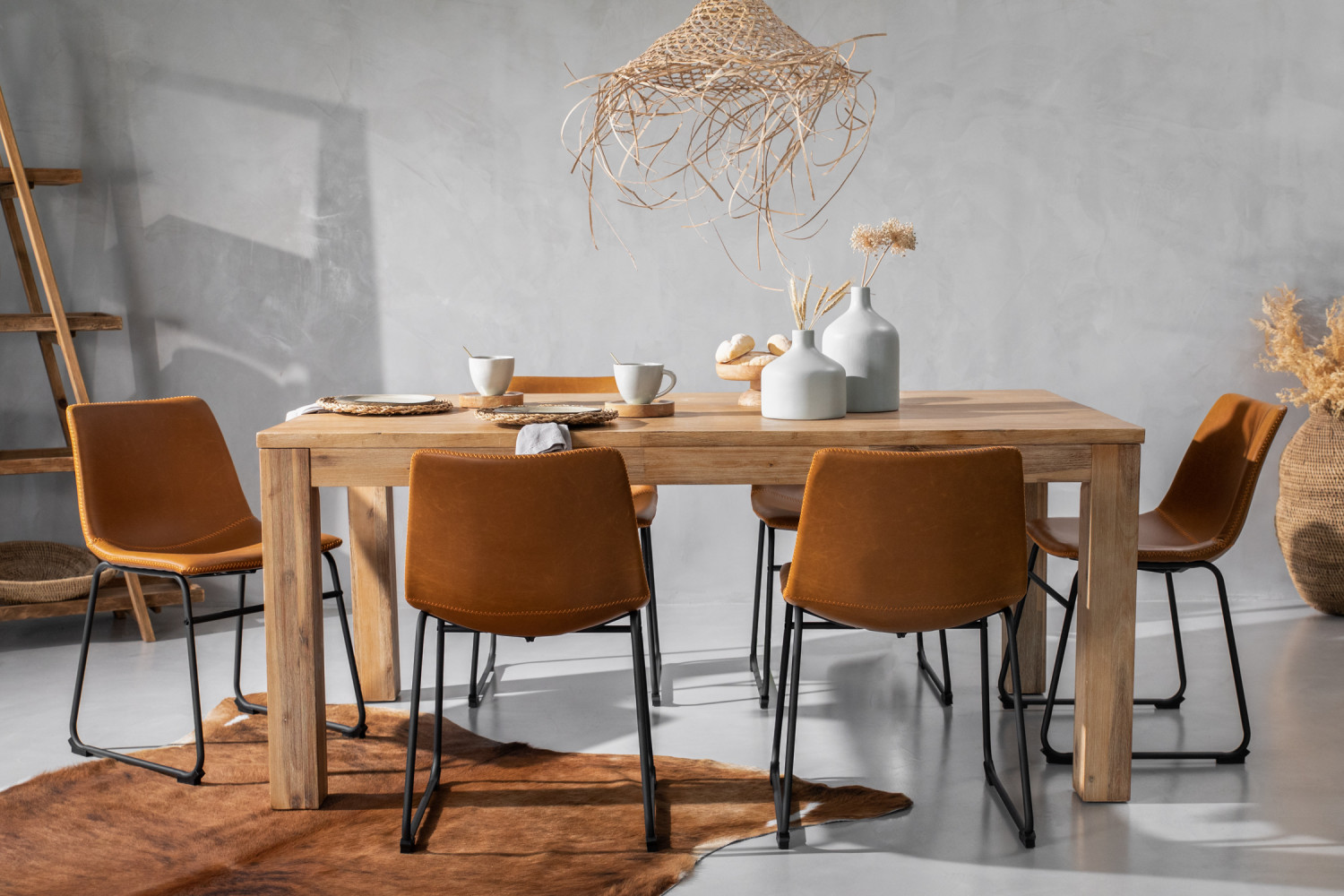 Vancouver Halo 6 Seater Dining Set - 1.6m - Tan | Cielo