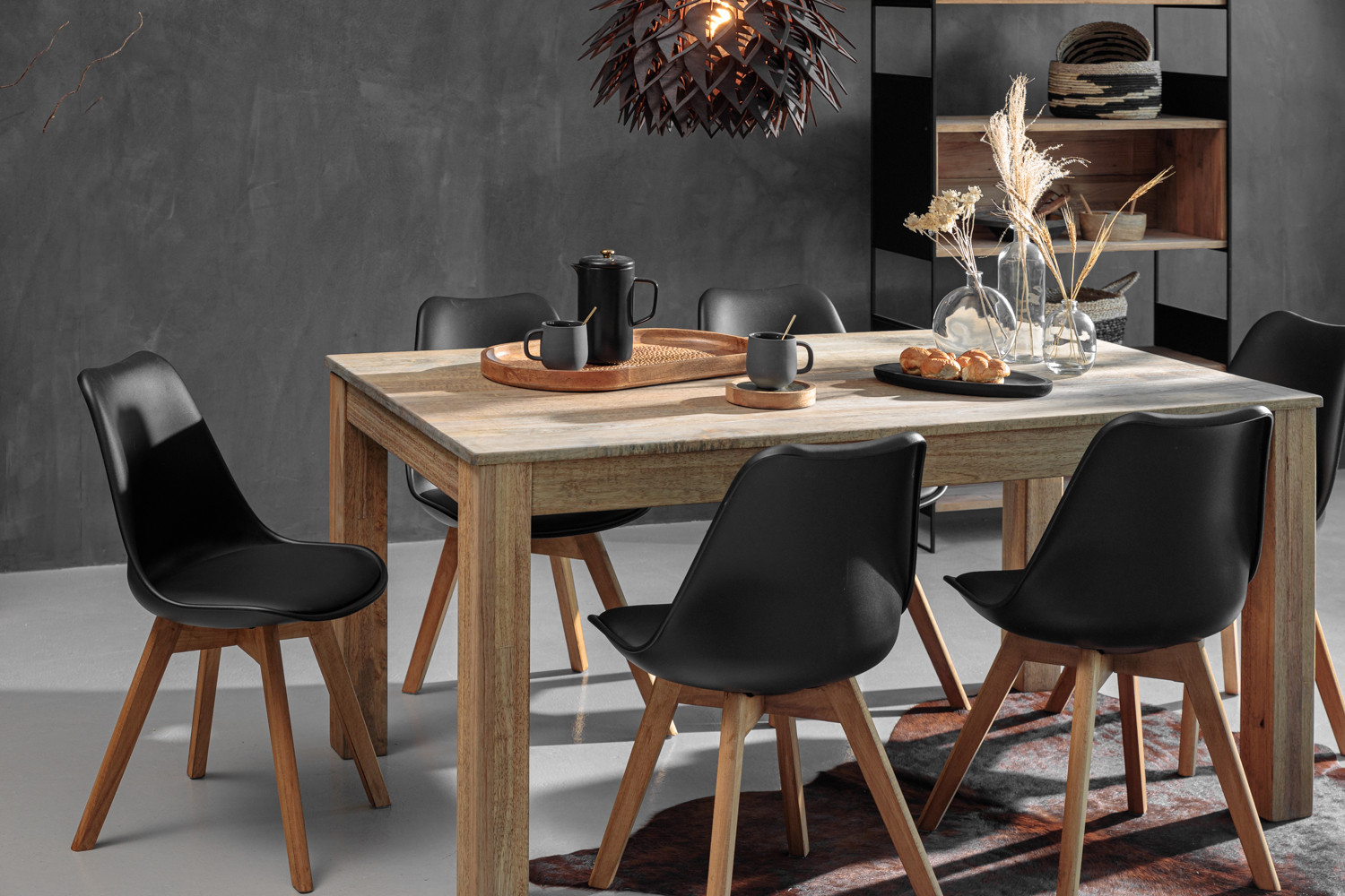 Montreal Atom 6 Seater Dining Set (1.6m) - Black | Cielo