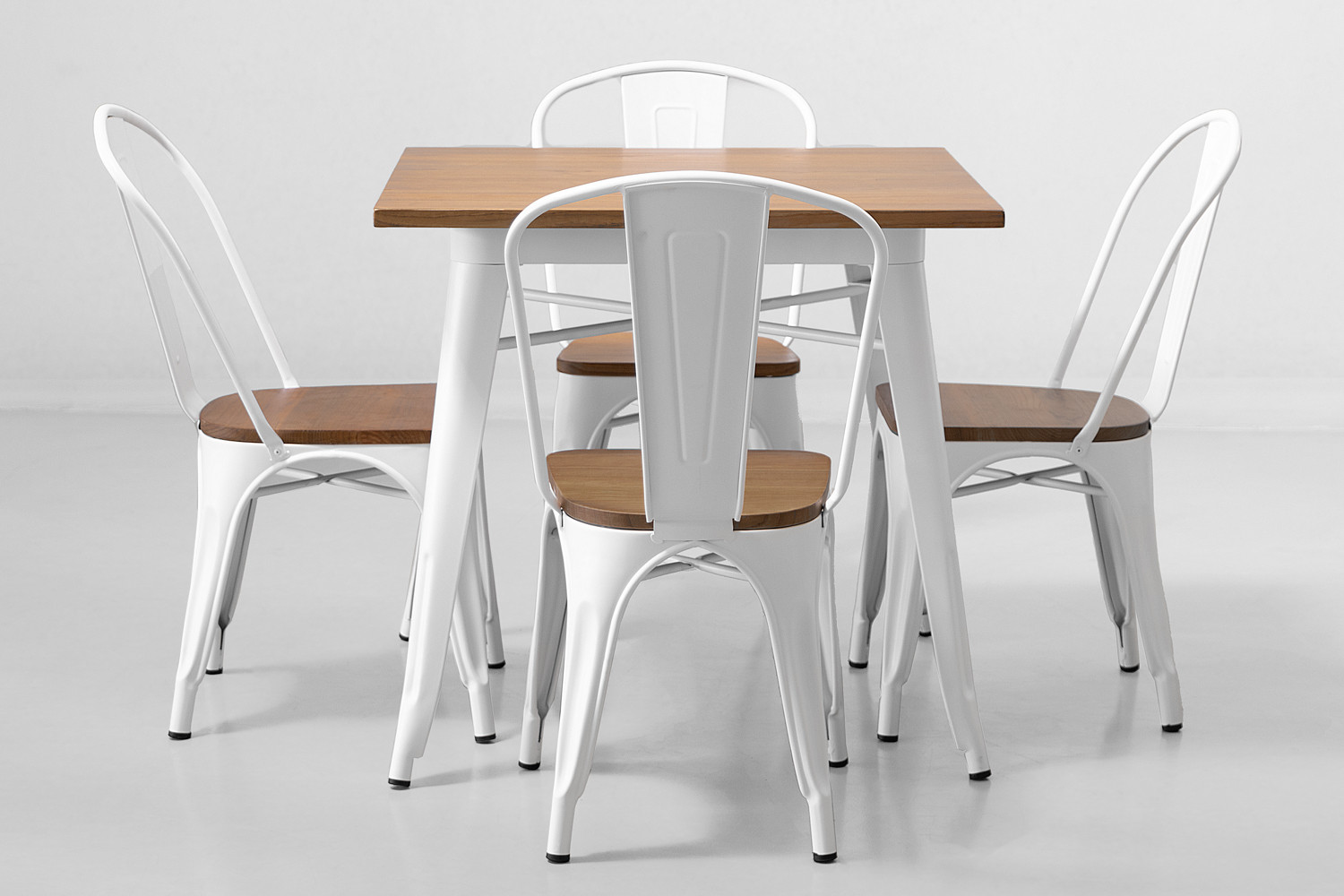 Odell Metal 4 Seater Dining Set - Matt White | Cielo