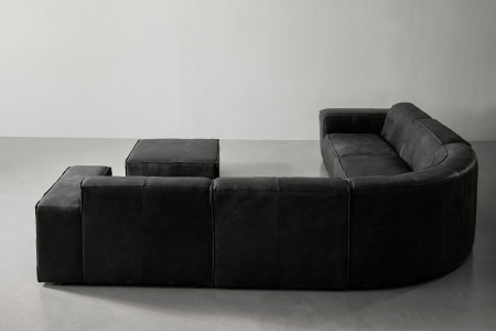 Jagger Leather Modular - Corner Couch With Ottoman - Lead | Cielo
