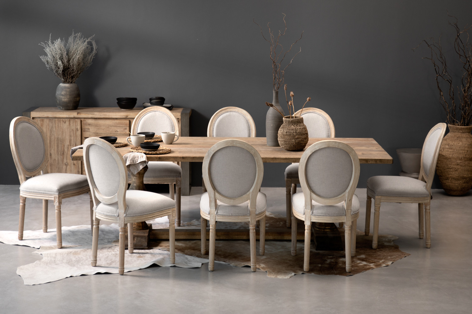 Bordeaux Olivia 8 Seater Dining Set - 2.4m - Grey | Cielo