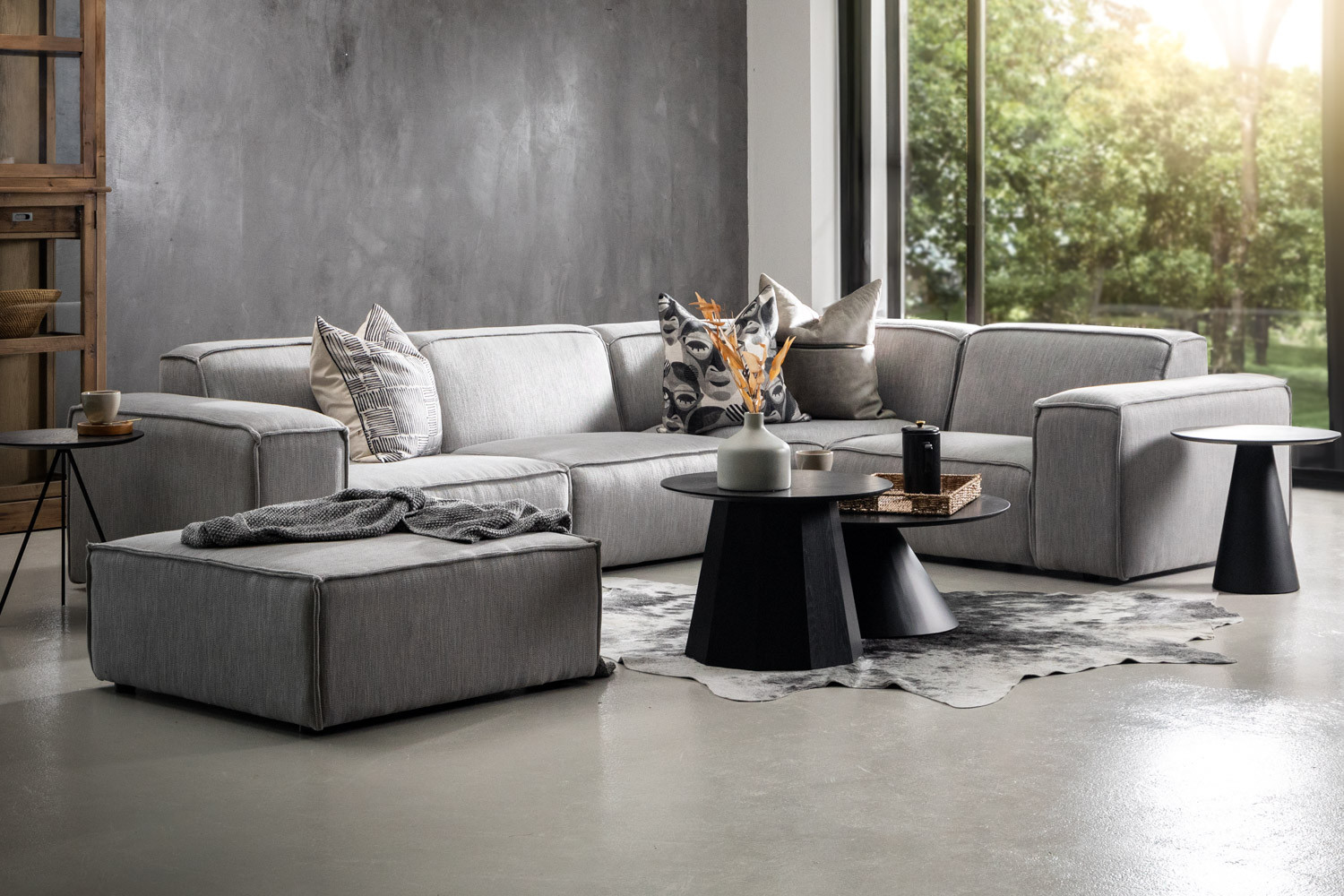 Jagger Modular - Corner Couch With Ottoman - Mist | Cielo