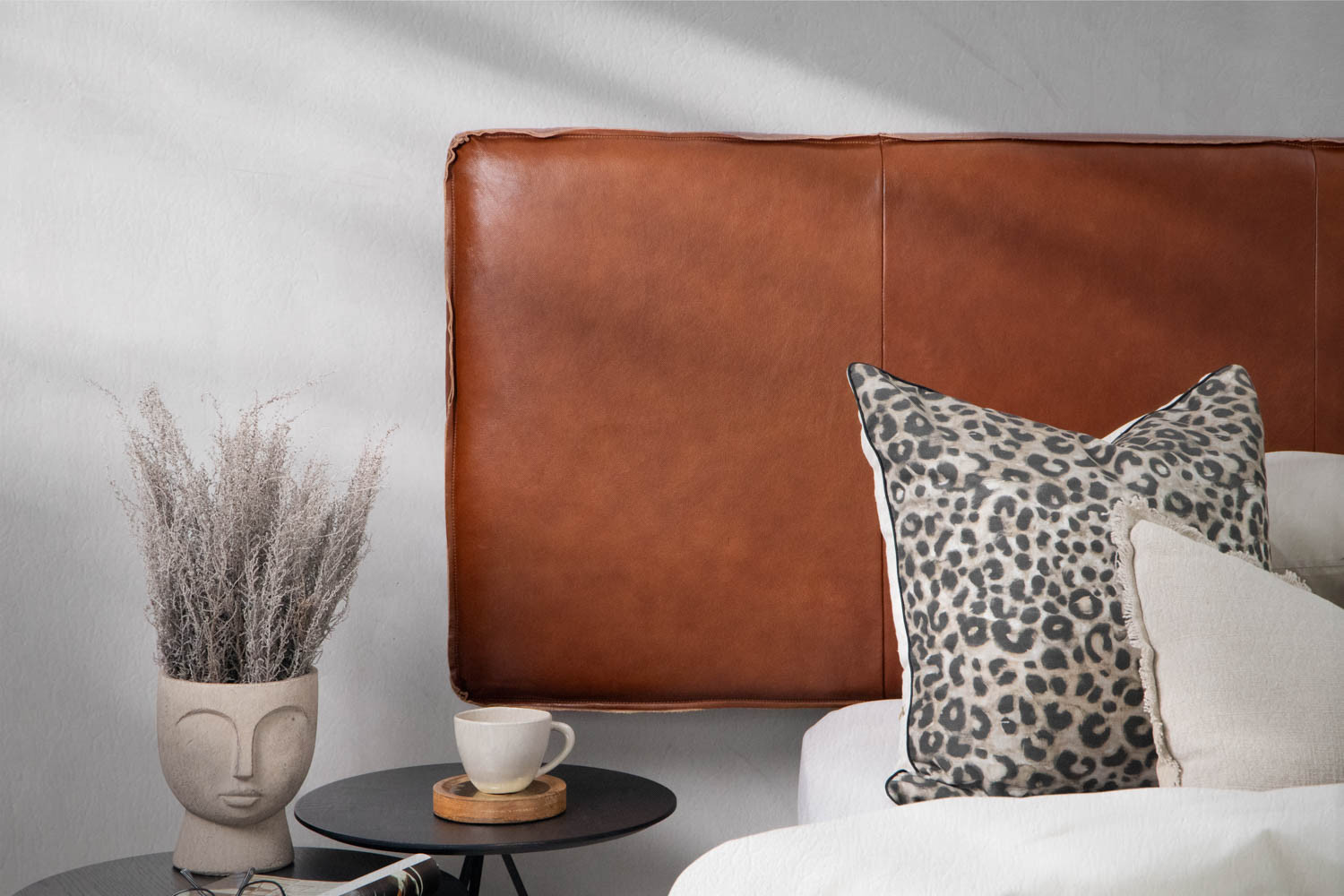 Matlock Grand Leather Headboard King - Burnt Tan | Cielo