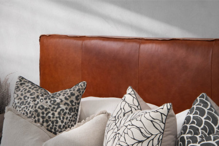 Matlock Grand Leather Headboard King - Burnt Tan | Cielo