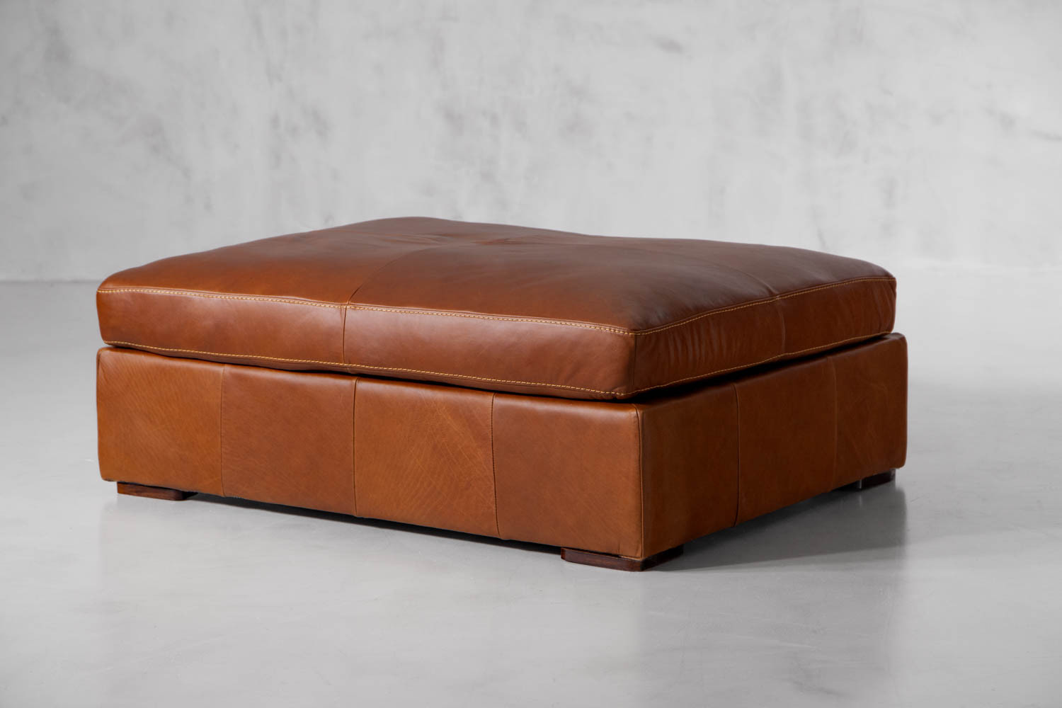 Archer Leather Ottoman - Burnt Tan For Sale | Cielo