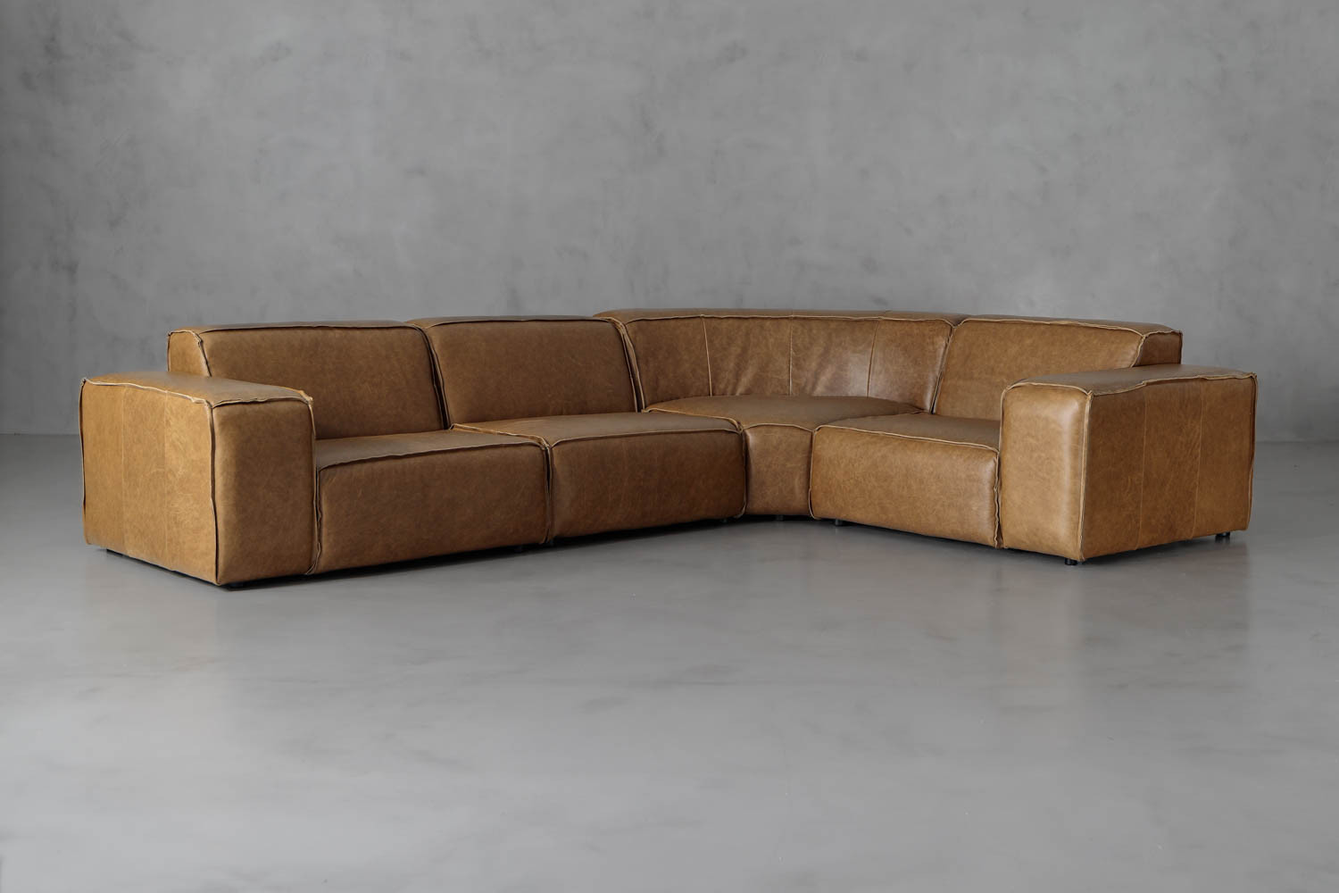 Jagger Leather Modular - Corner Couch Set - Sahara | Cielo