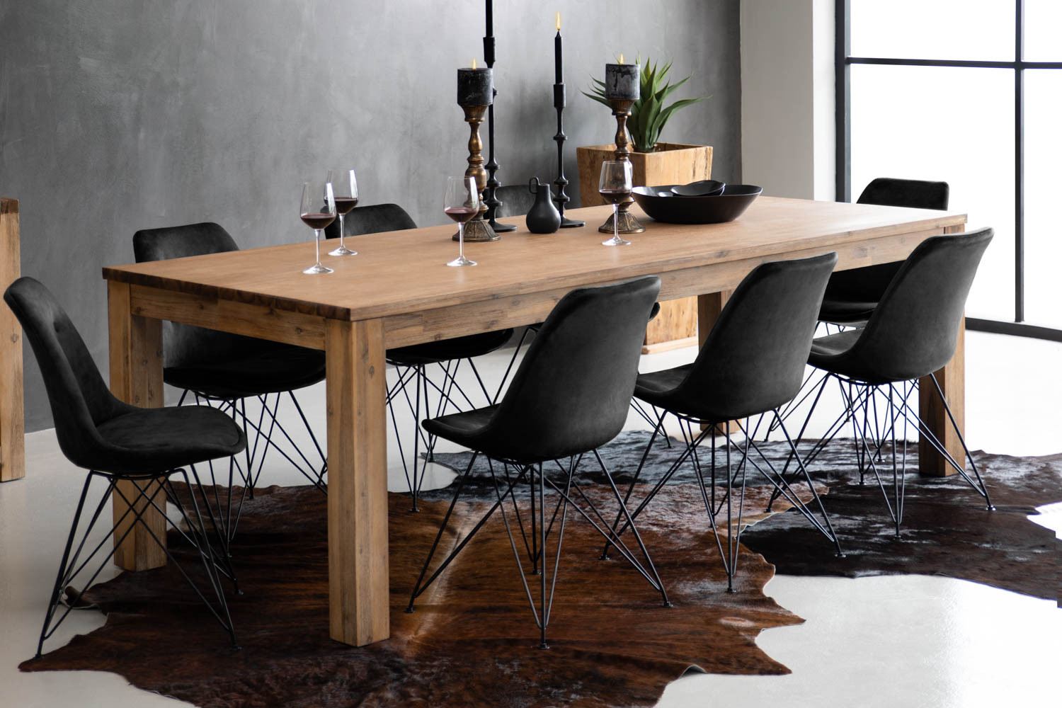 Vancouver Enzo 8 Seater Dining Set (2.4m) - Aged Mercury | Cielo