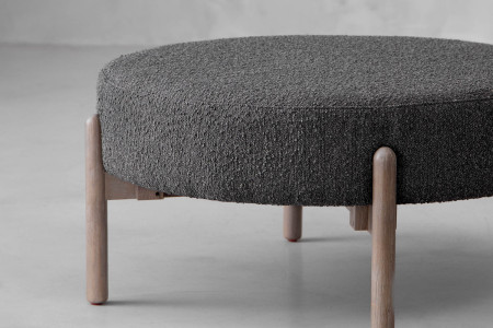 Prague Round Ottoman Large Storm Grey For Sale | Cielo