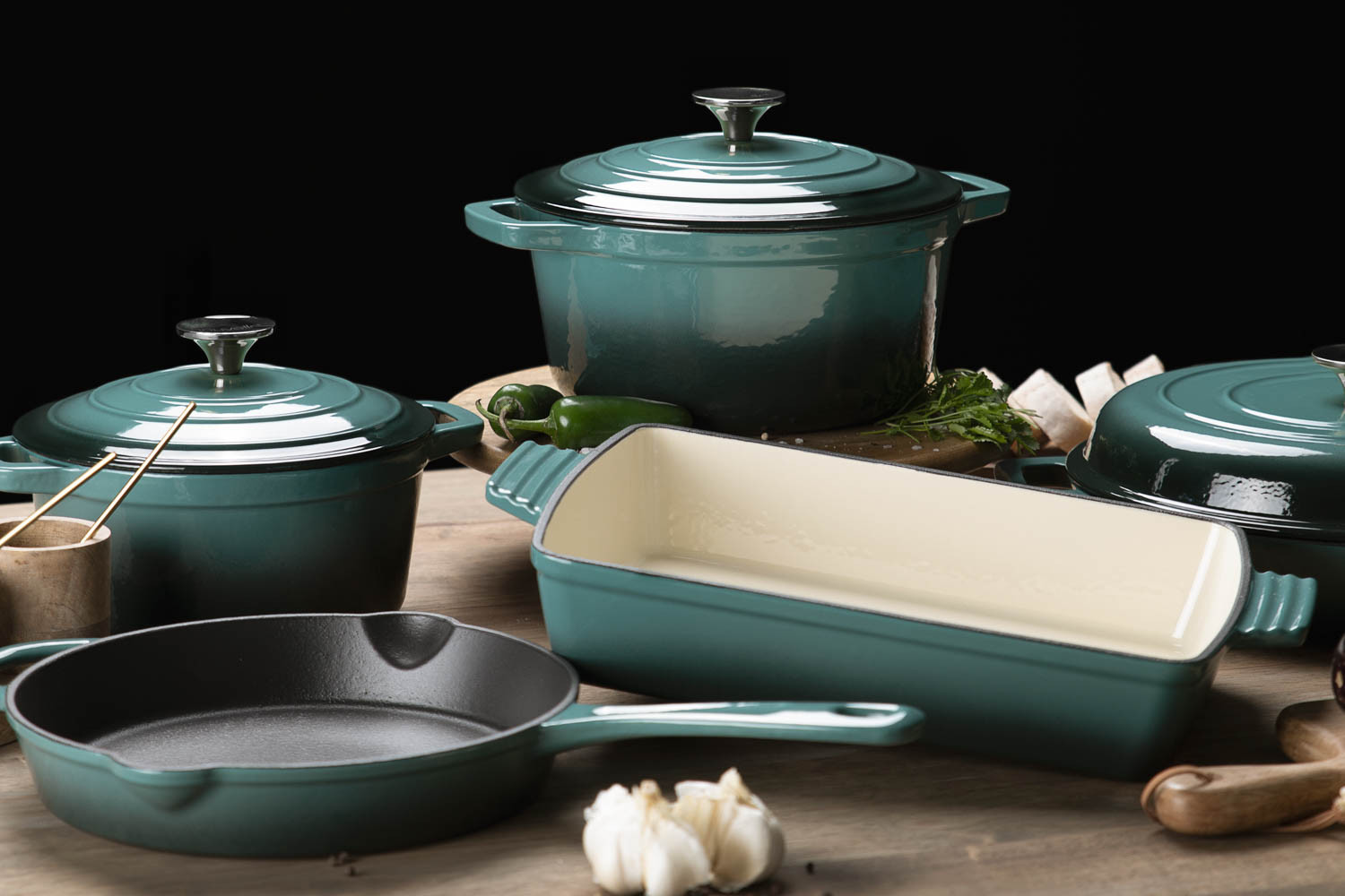 Nouvelle Cast Iron 8 Piece Cookware Set - Forest | Cielo