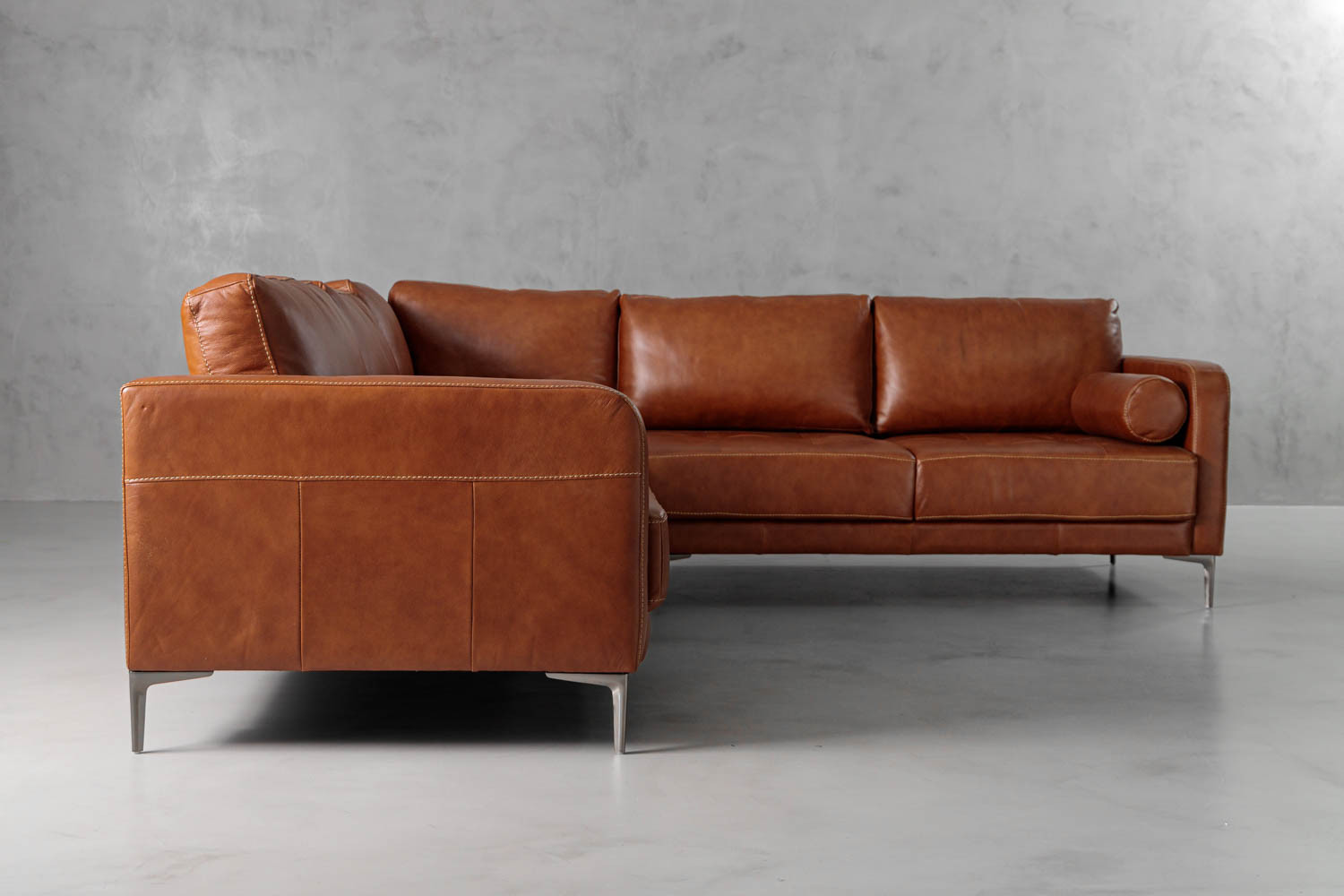 Hayden Leather Corner Couch - Burnt Tan | Cielo