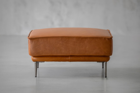Ottavia Leather Ottoman - Desert Tan For Sale | Cielo