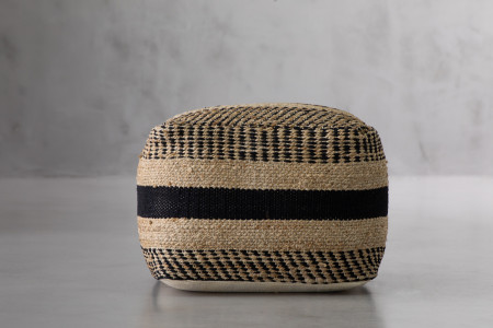 Revia Ottoman - Natural & Black For Sale | Cielo