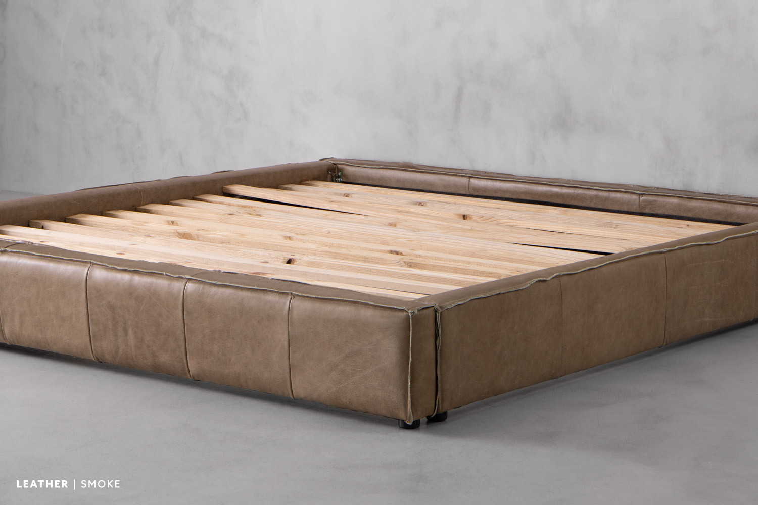 Kendrix Leather Bed Base King XL - Vintage Smoke | Cielo