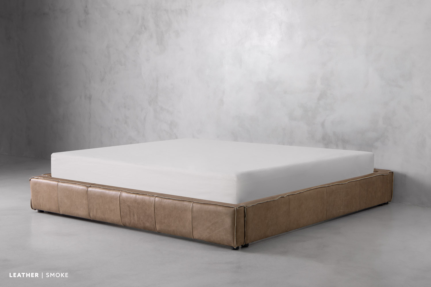 Kendrix Leather Bed Base King XL - Vintage Smoke | Cielo
