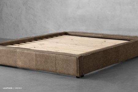 Kendrix Leather Bed Base Queen - Vintage Smoke | Cielo