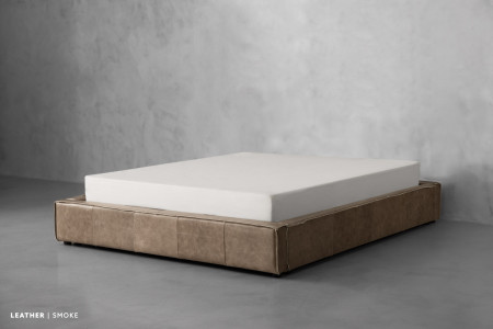 Kendrix Leather Bed Base Queen - Vintage Smoke | Cielo
