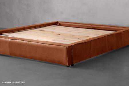 Kendrix Leather Bed Base Queen Burnt Tan For Sale | Cielo