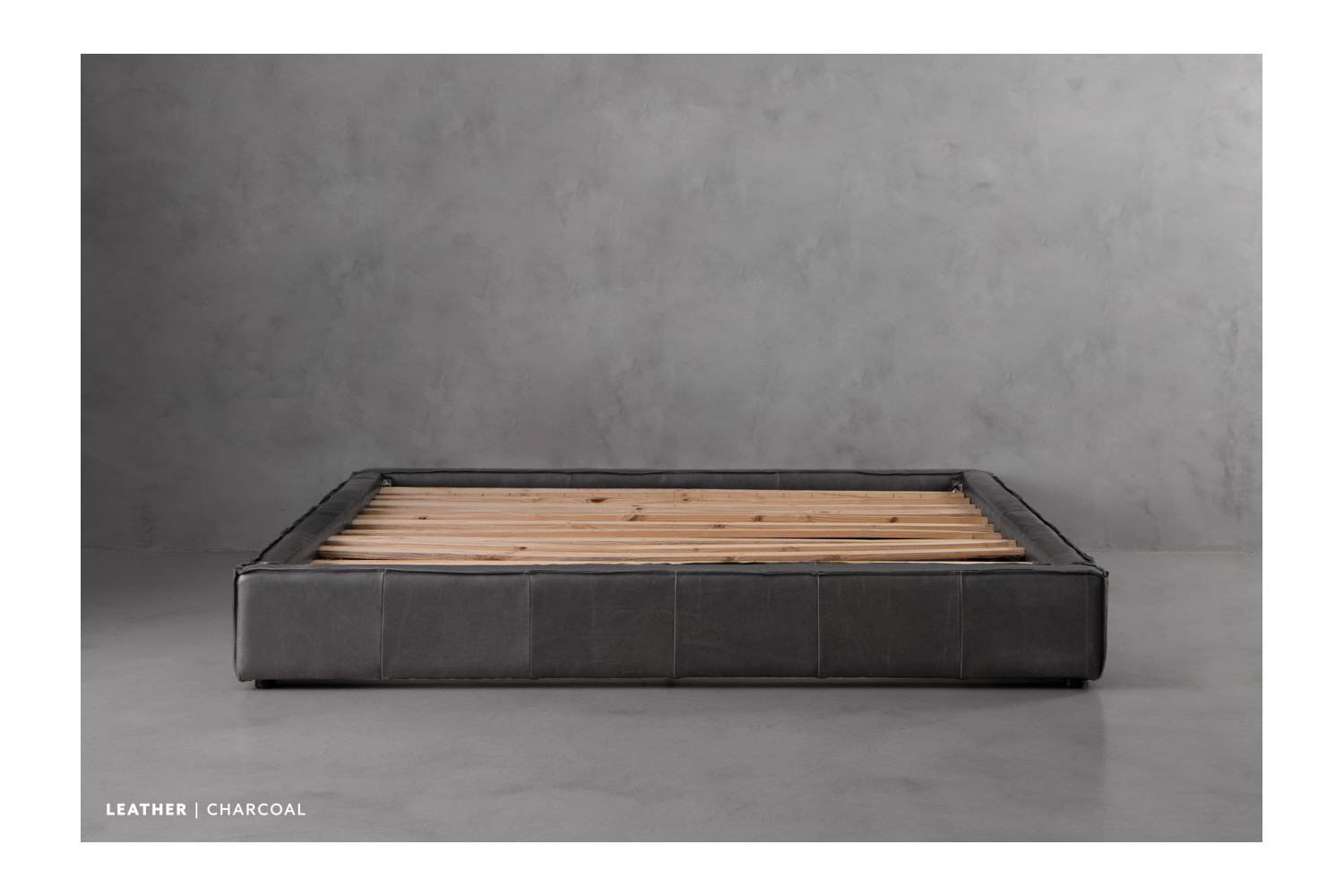 Kendrix Leather Bed Base - King XL - Charcoal | Cielo
