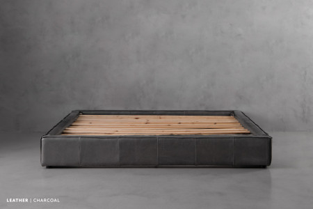 Kendrix Leather Bed Base King XL Charcoal For Sale | Cielo