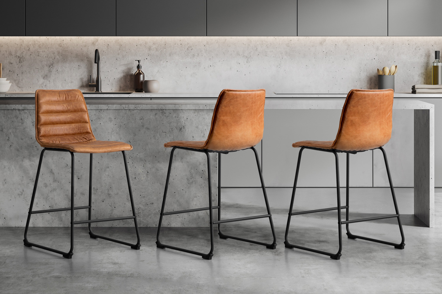 Bennet Leather Counter Bar Chair - Tan | Cielo
