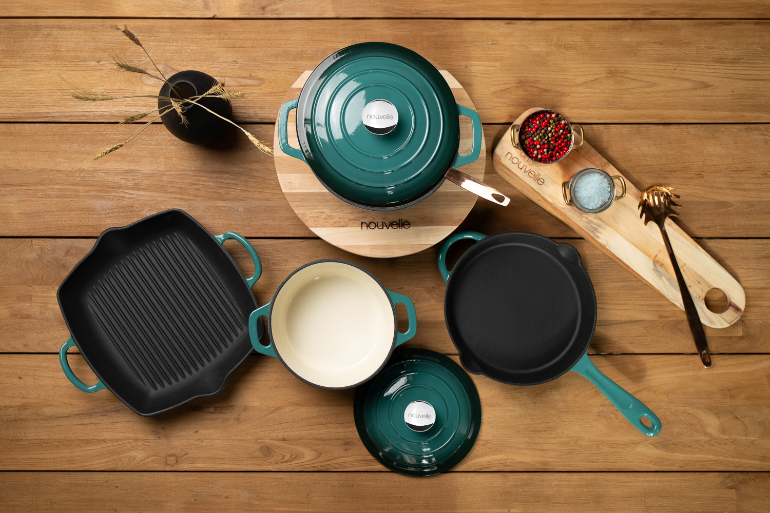 Nouvelle Cast Iron 6-Piece Grill Set | Cielo