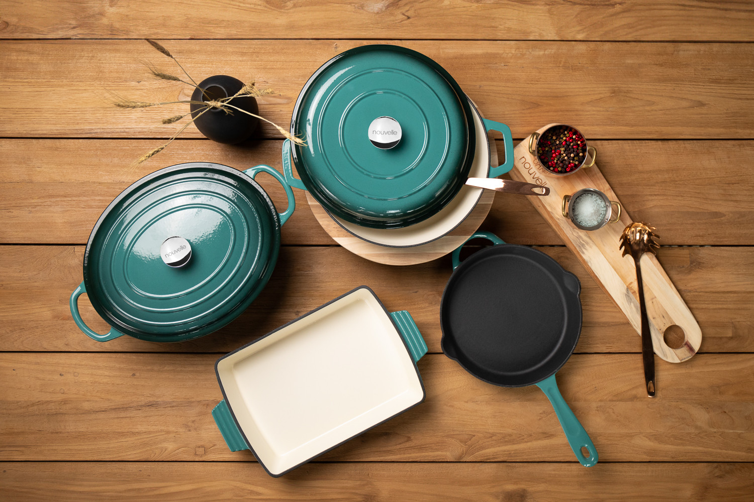 Nouvelle Cast Iron 6-Piece Roaster Set | Cielo