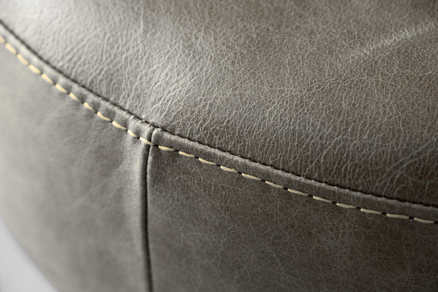 Prague Round Leather Ottoman - Medium - Graphite | Cielo