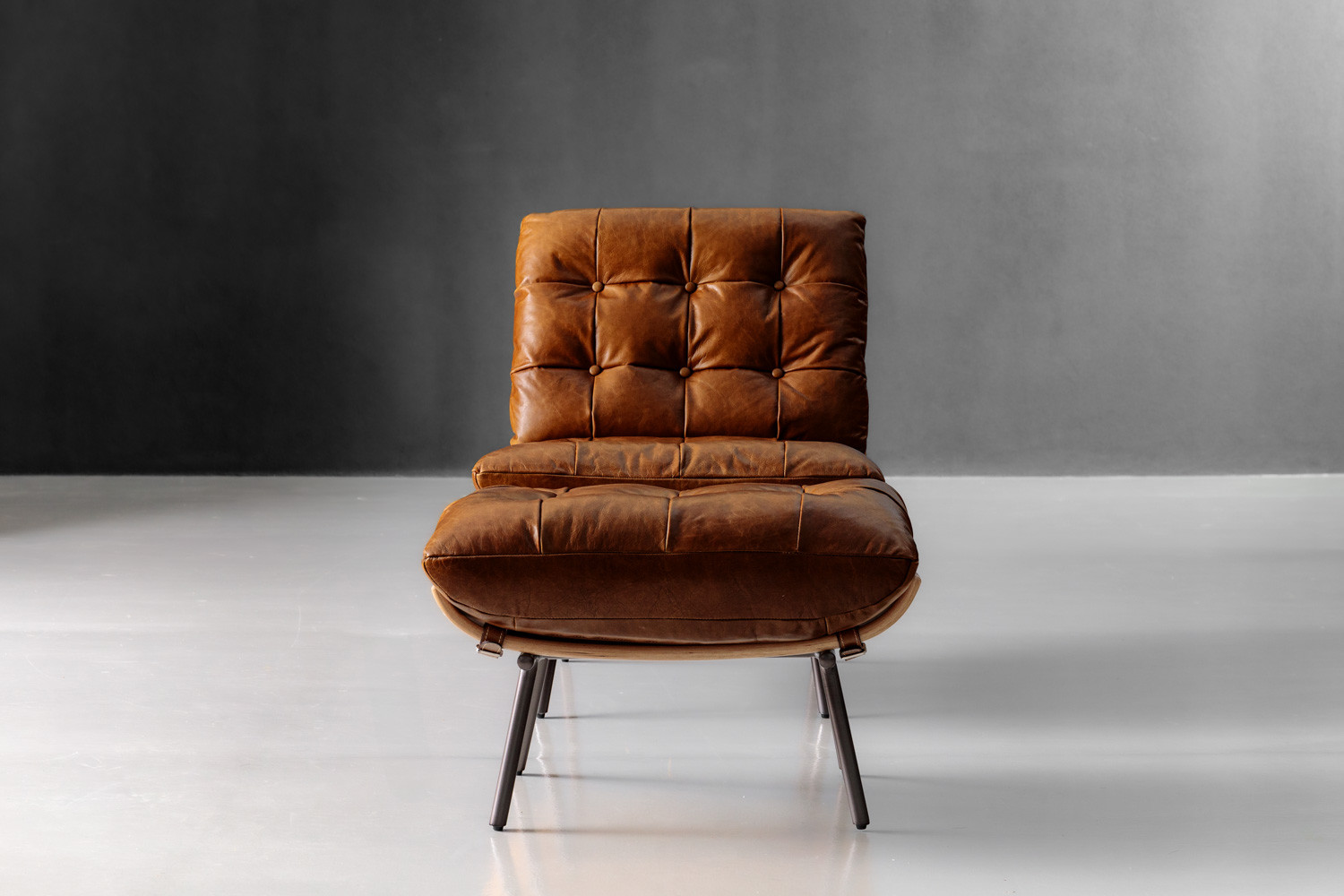 Fidel Leather Lounge Chair- Tan | Cielo