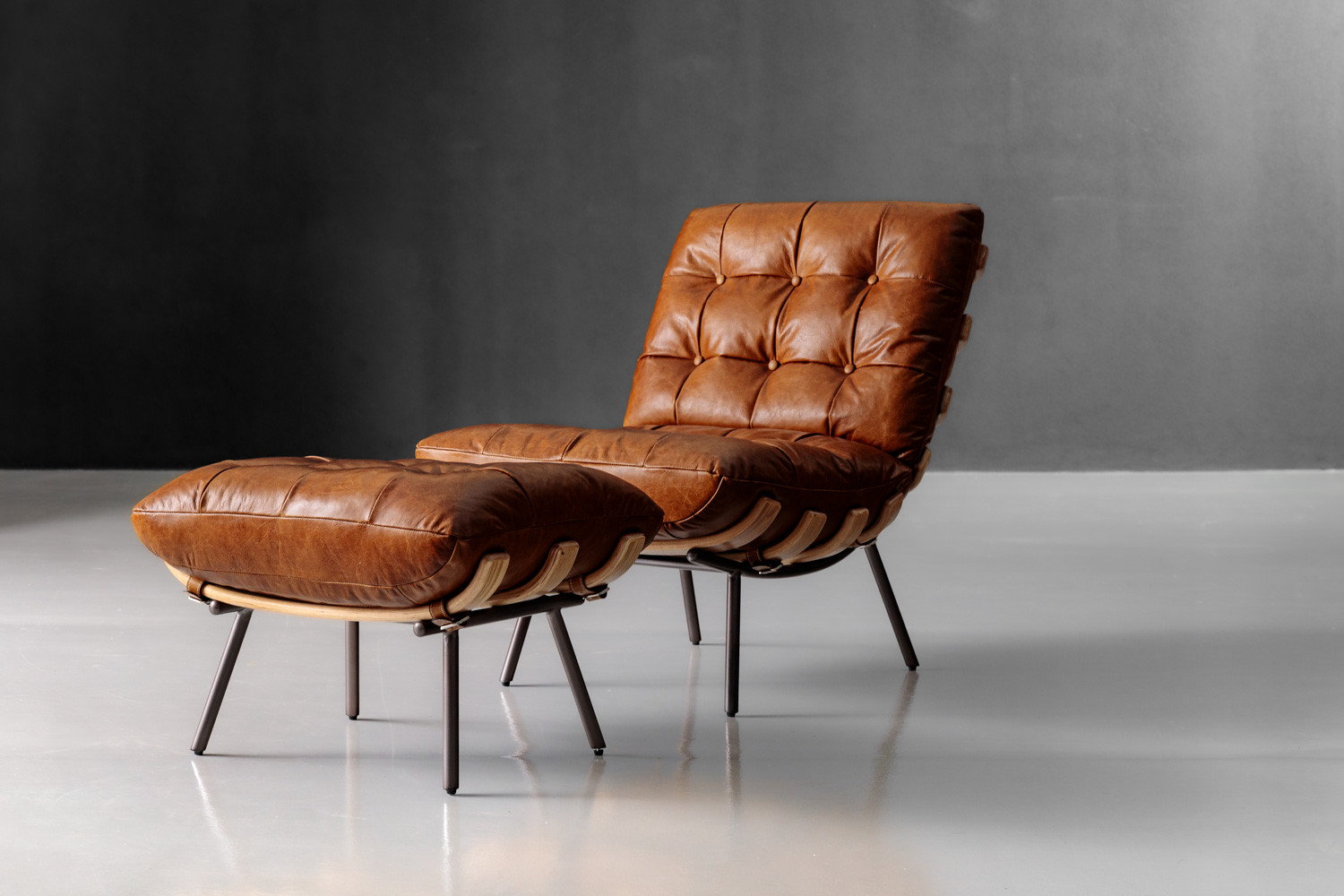 Fidel Leather Lounge Chair- Tan | Cielo