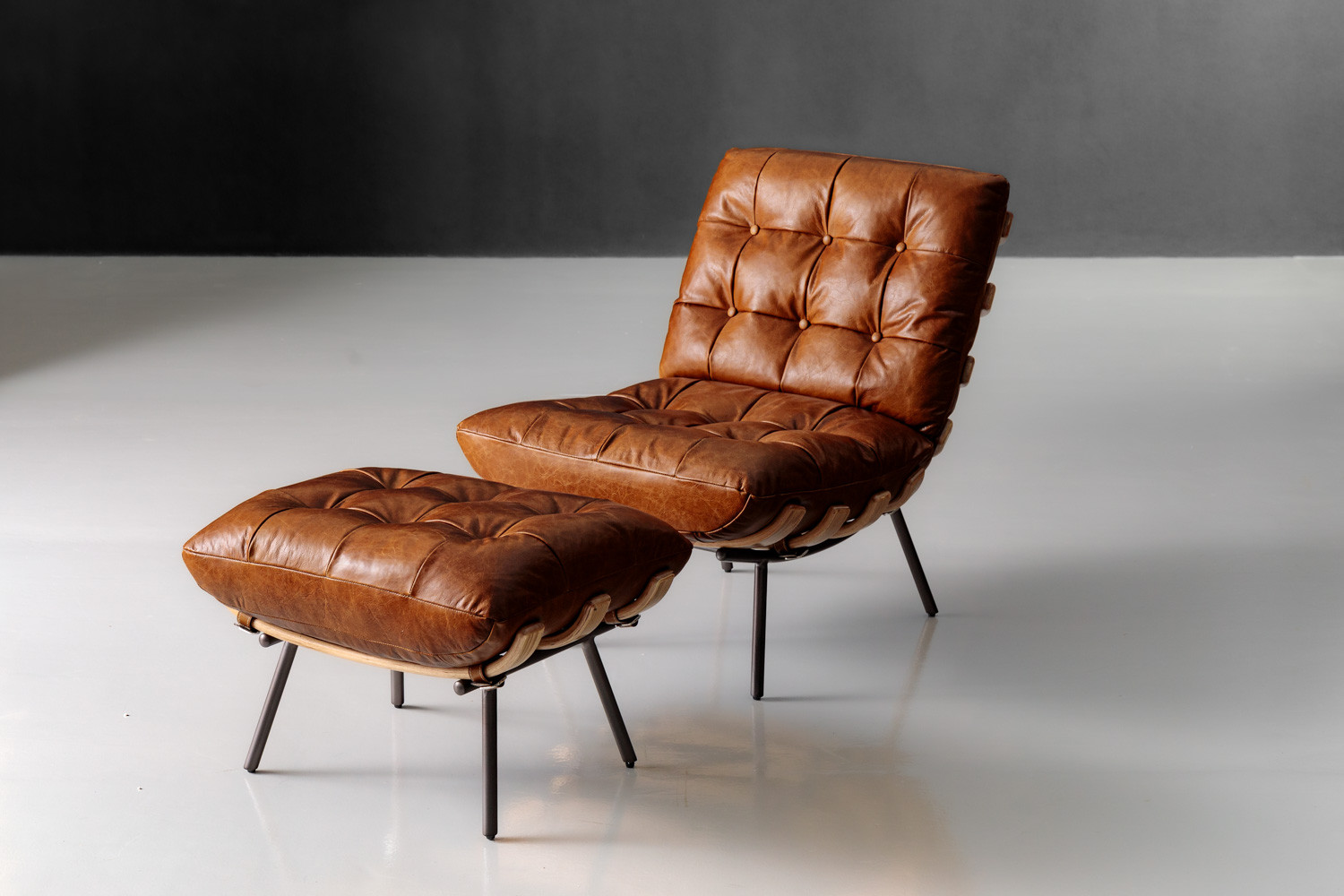 Fidel Leather Lounge Chair- Tan | Cielo
