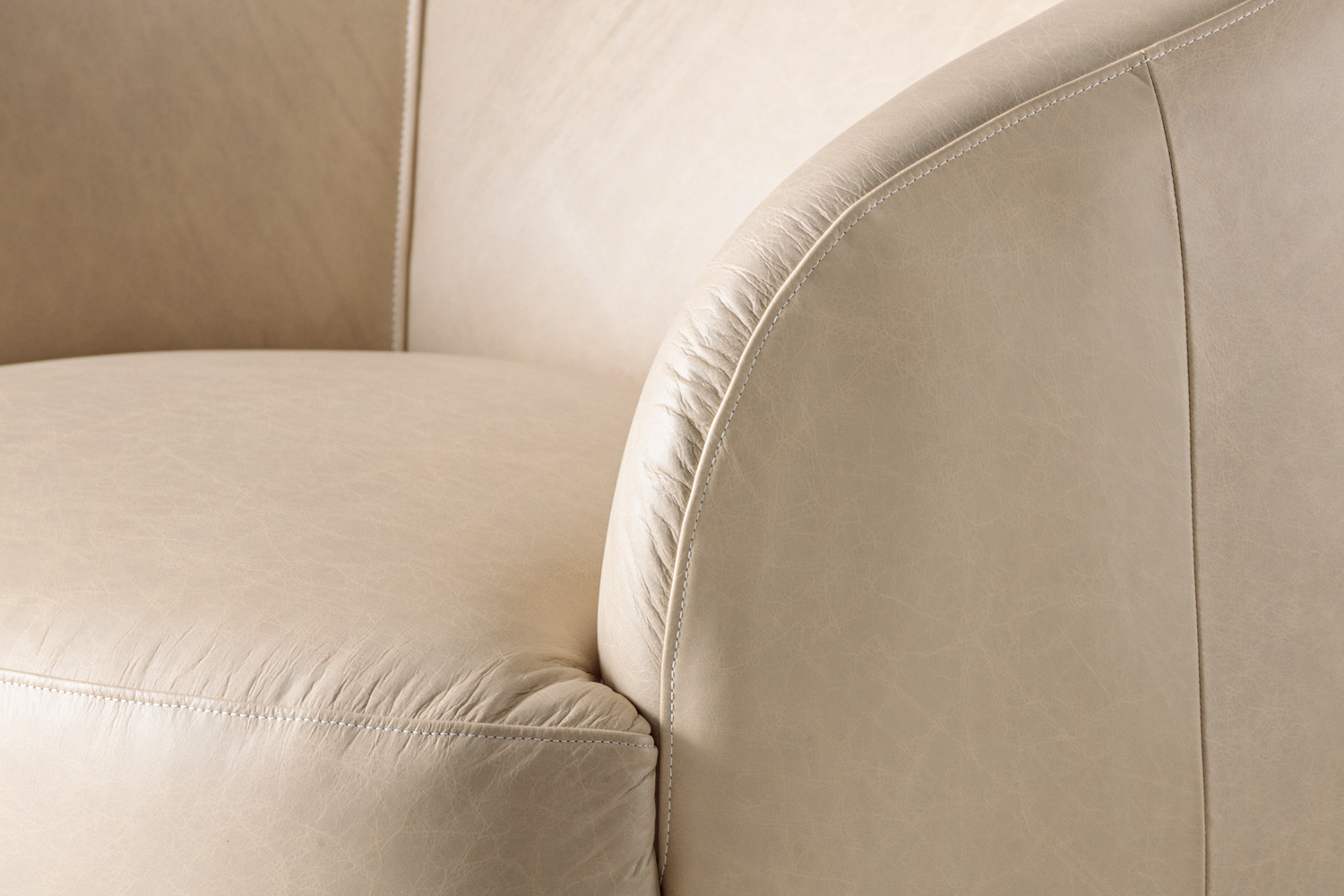 Tayson Leather Swivel Armchair - Ivory For Sale | Cielo