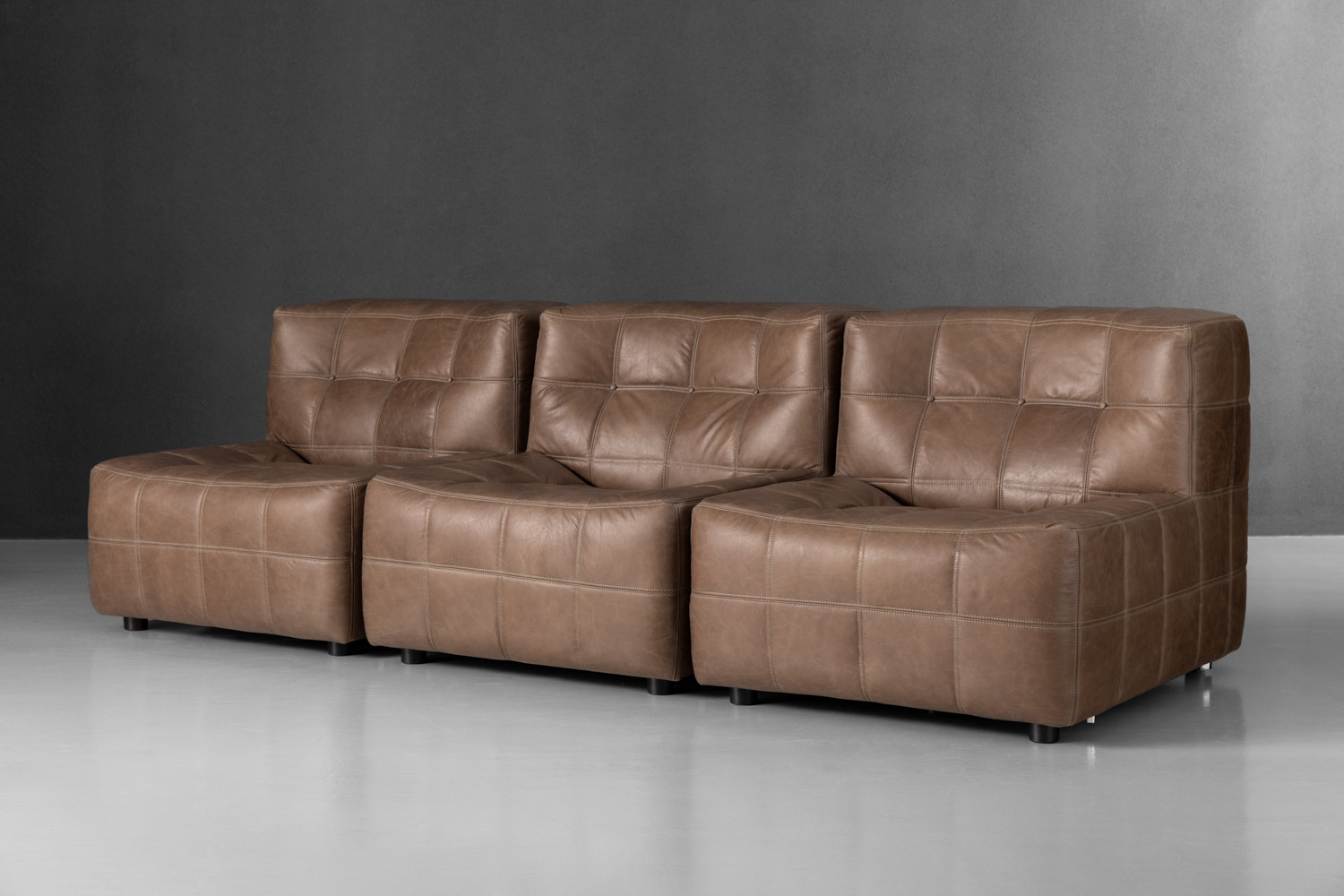 Orson Modular Open 3-Seater Leather Couch - Sahara | Cielo