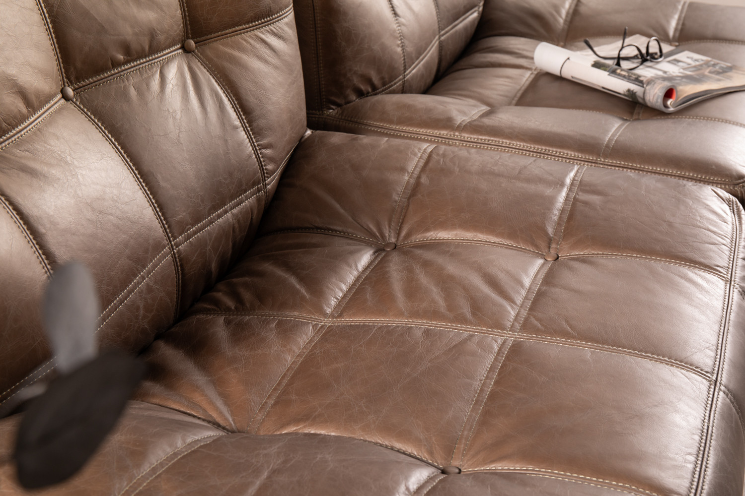 Orson Modular Open 3-Seater Leather Couch - Sahara | Cielo