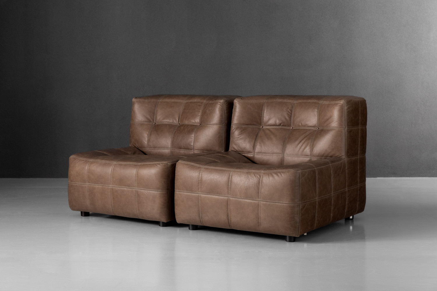 Orson Modular Open 2-Seater Leather Couch - Sahara | Cielo