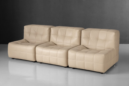 Orson Modular Open 3-Seater Leather Couch - Ivory | Cielo