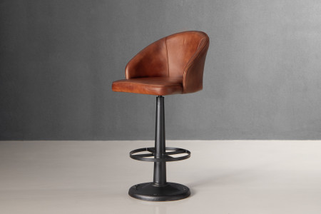 Bronson Leather Tall Bar Stool - Vintage Brown | Cielo