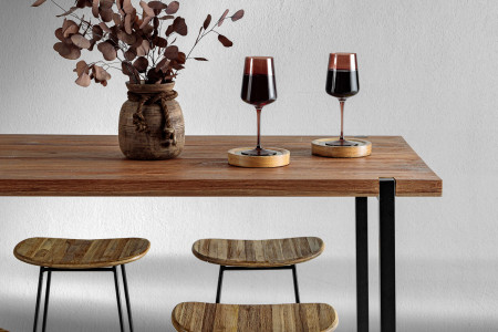 Lazera Bar Table – 1.4m | Solid Teak & Steel Bar Table