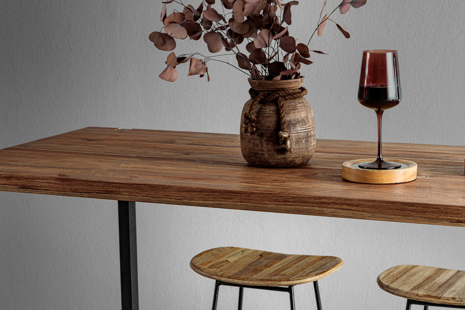 Lazera Bar Table – 1.4m | Solid Teak & Steel Bar Table