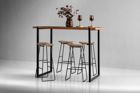 Lazera Bar Table – 1.4m | Solid Teak & Steel Bar Table
