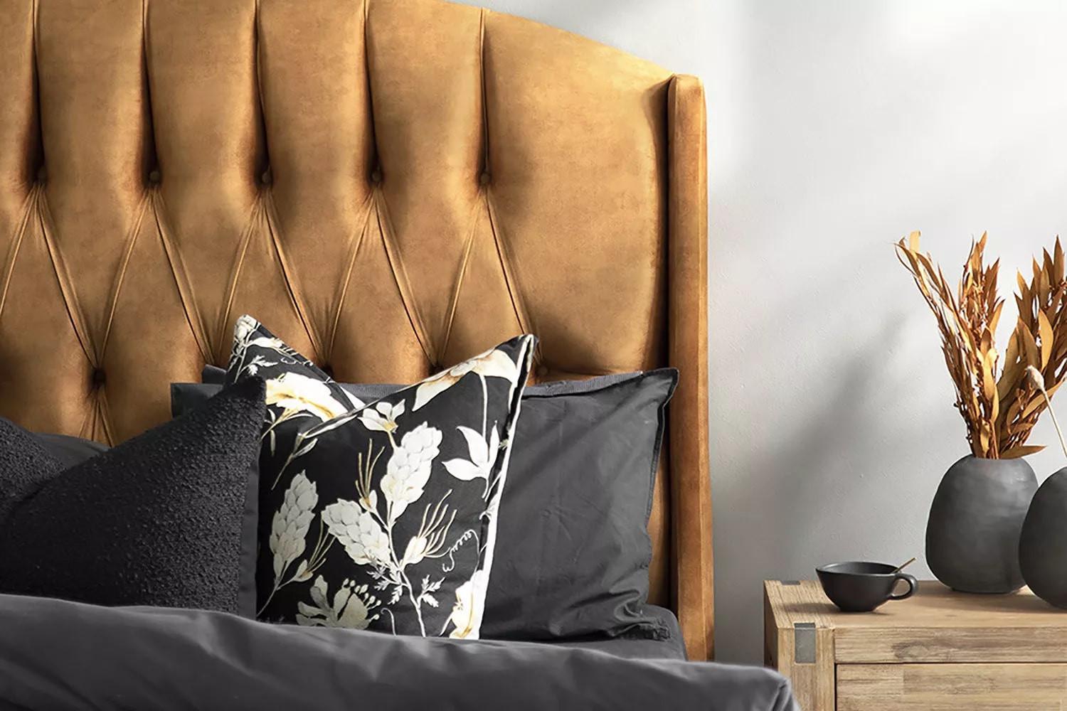 Charlotte Headboard - Double - Aged Mustard | Cielo