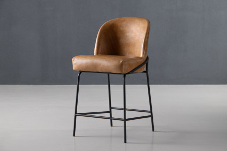Curva Leather Counter Bar Chair - Dawn Tan | Stylish Mid-Century ...