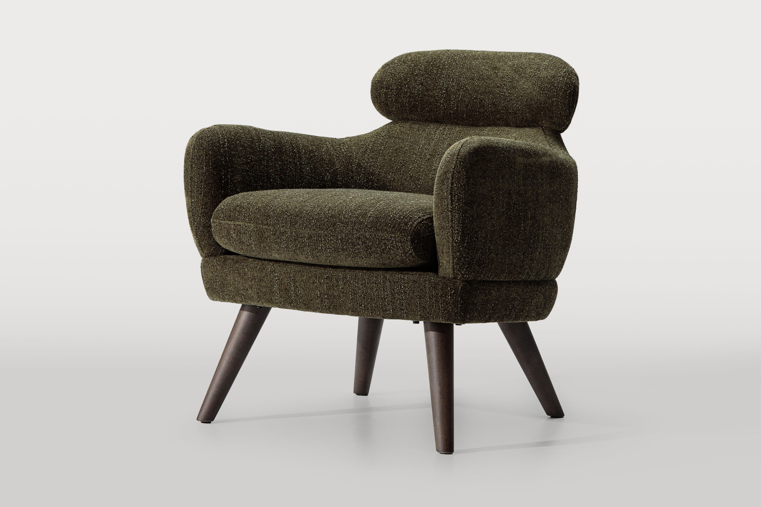 Imogen Armchair – Mercury Grey Upholstery & Beech Wood Legs | Cielo
