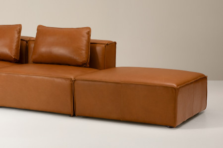 Montclair Leather Modular Open 3-Seater Couch - Desert Tan ...