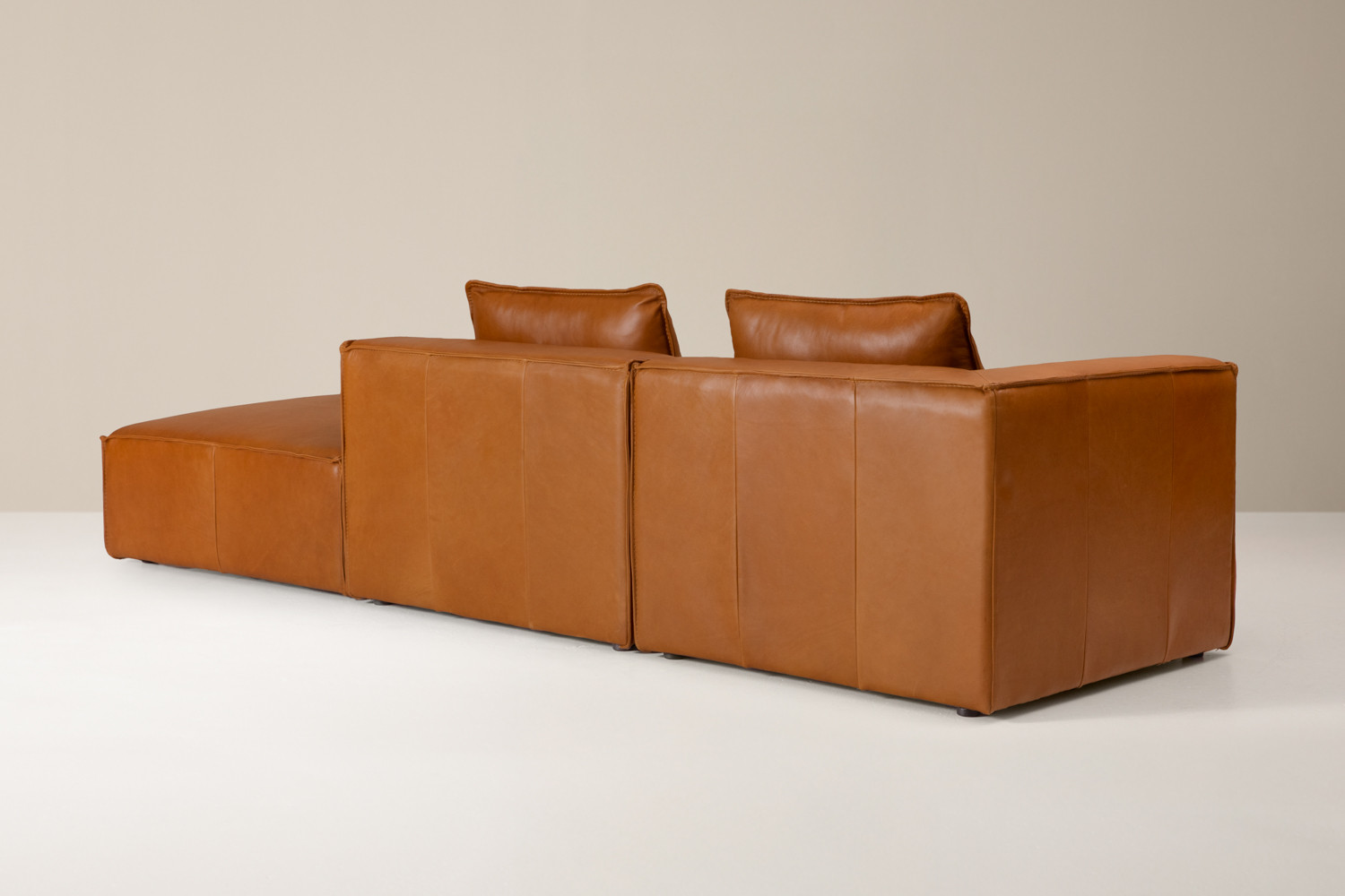 Montclair Leather Modular Open 3-Seater Couch - Desert Tan ...