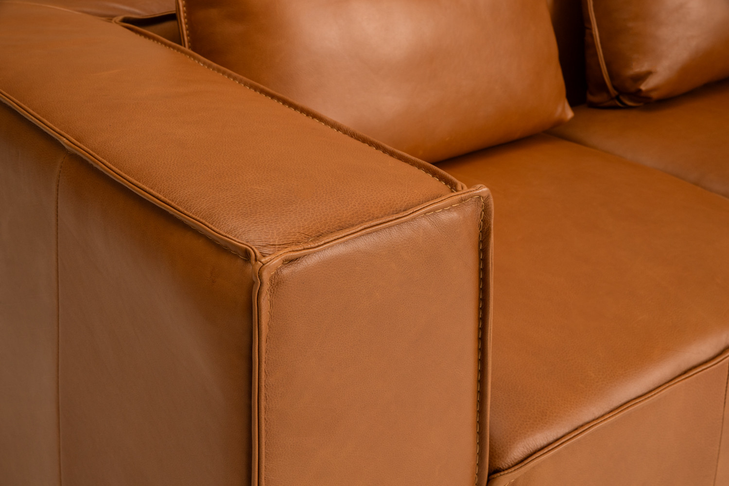 Montclair Leather Modular Open 3-Seater Couch - Desert Tan ...