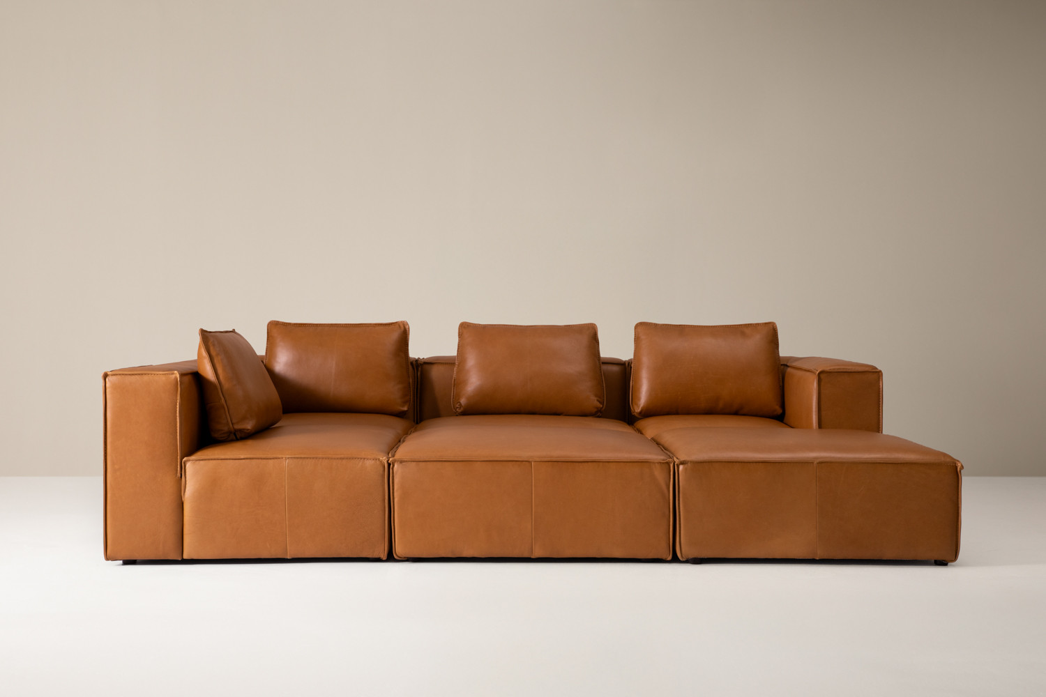 Montclair Leather Grand Modular Couch Desert Tan Customisable