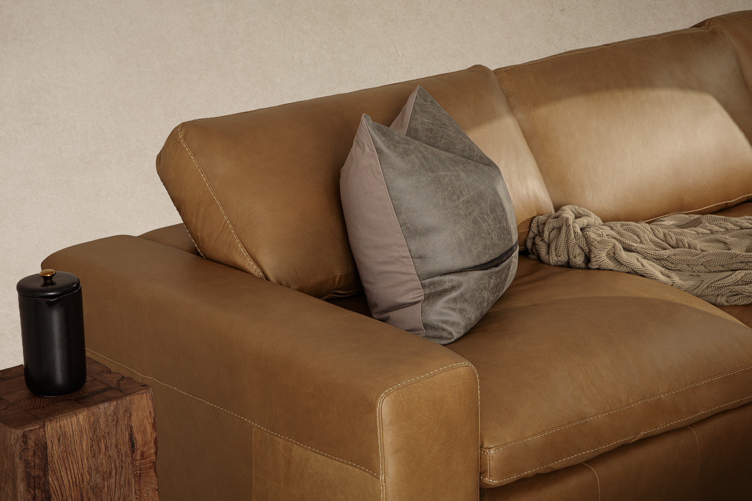Bexley Leather Grand Corner Couch Set with Ottoman | Cielo