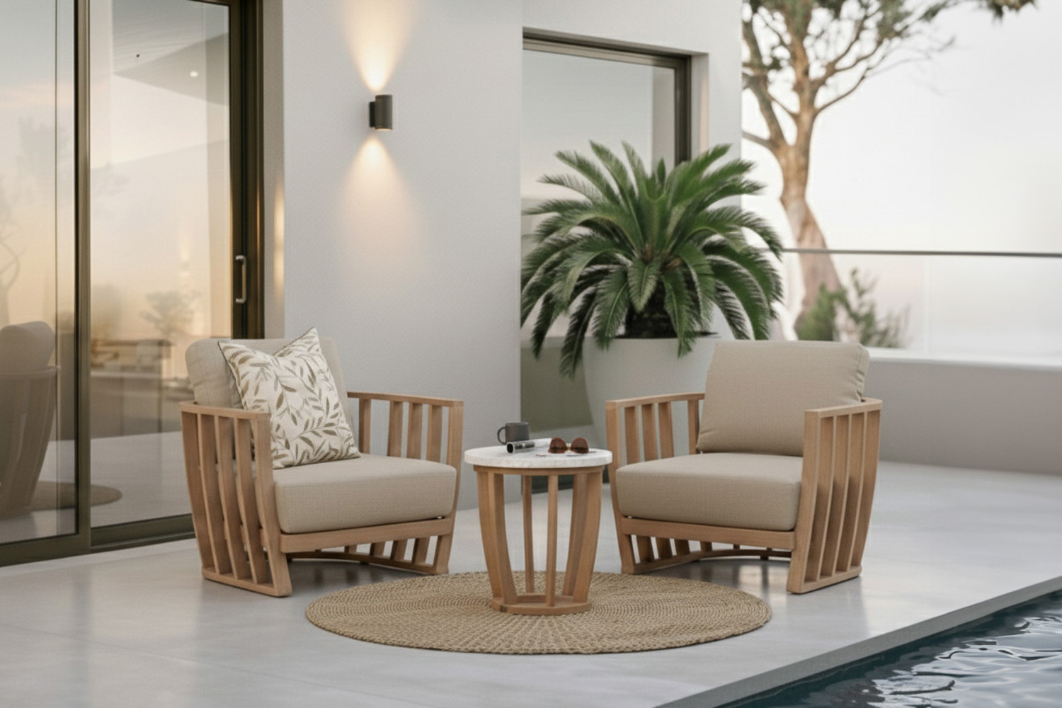 St Lucia Patio Cocktail Set - Taupe For Sale | Cielo